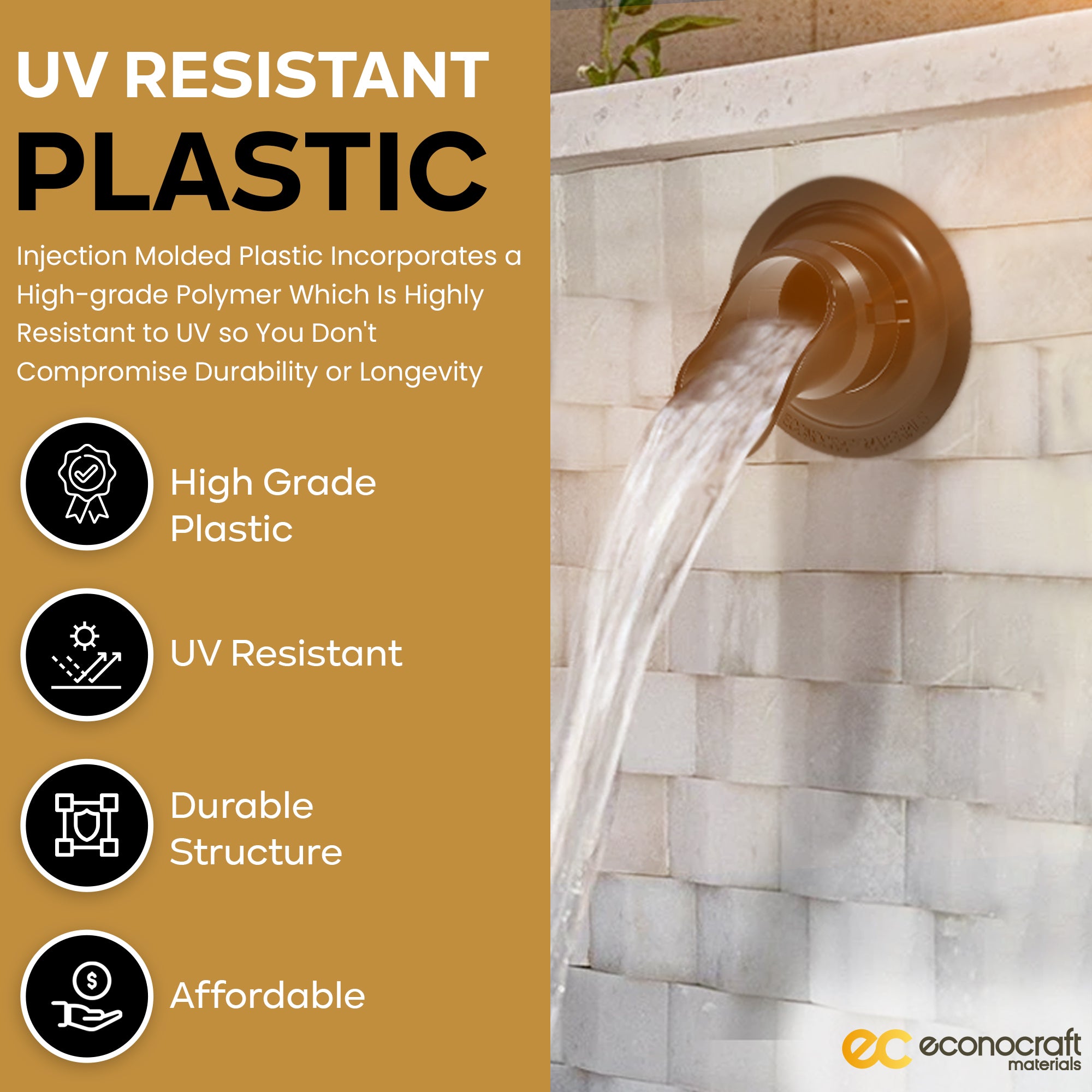 3-inch PVC Plastic Downspout Nozzle / Scupper & Self-Locking Escutcheo ...